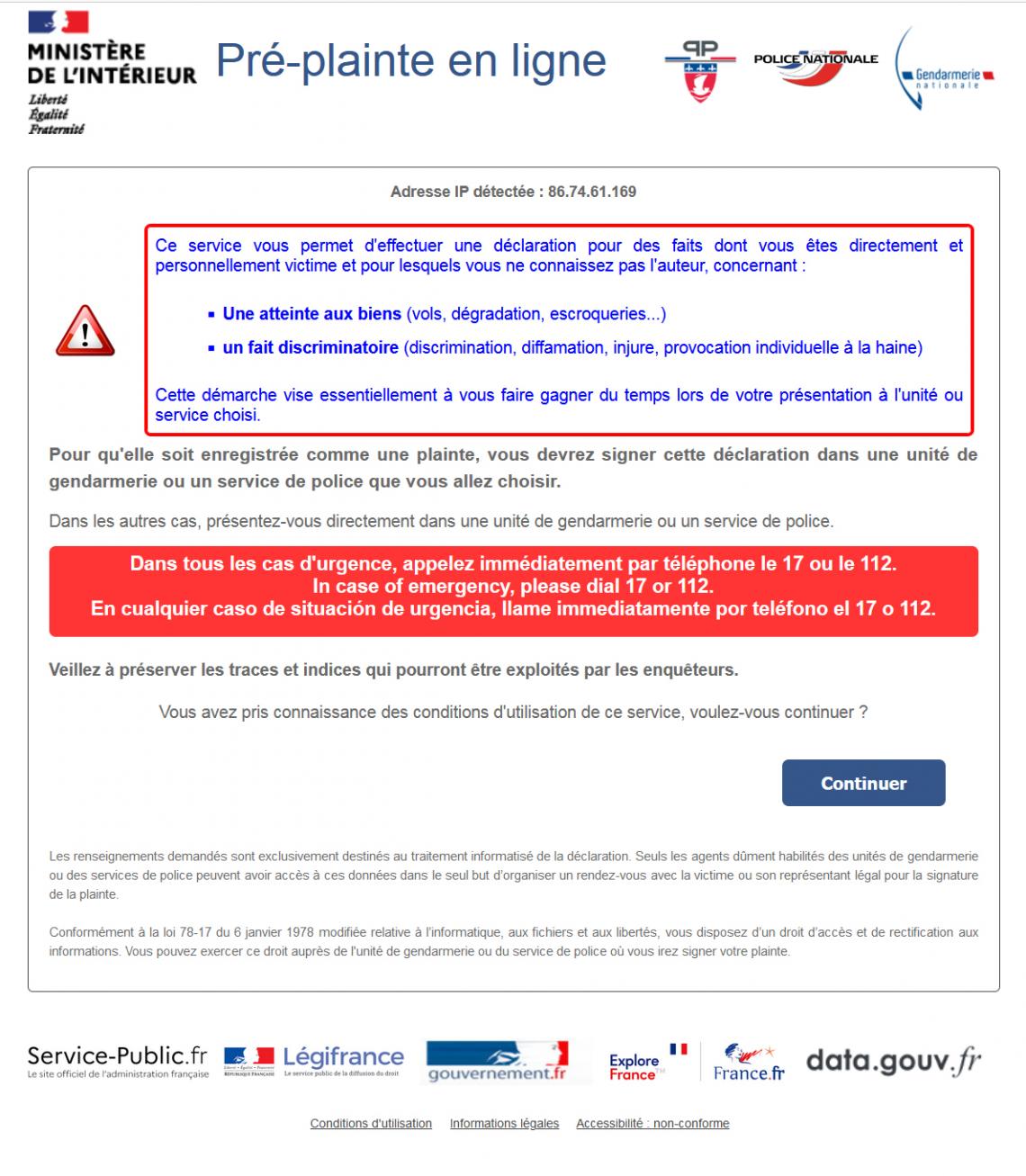 Site www.pre-plainte-en-ligne.gouv.fr ・ CAPEB