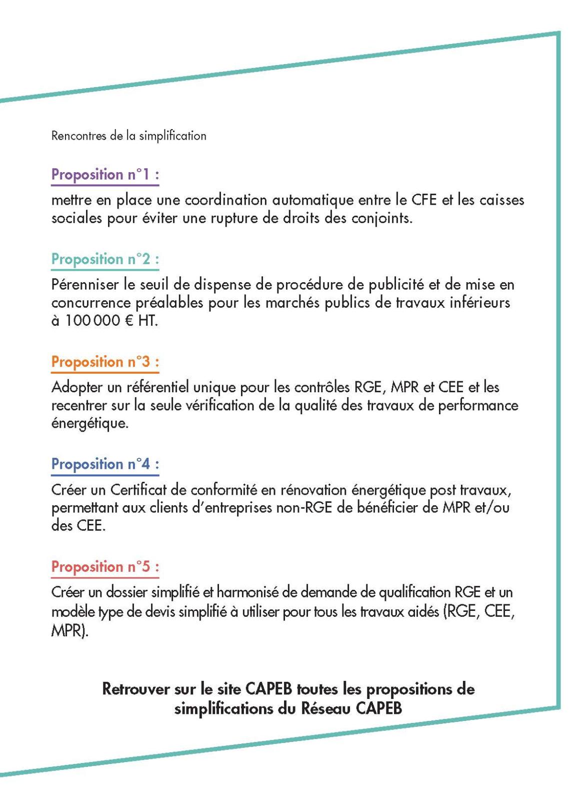 Le Réseau CAPEB définit 5 mesures prioritaires pour les Rencontres de la simplification ・ CAPEB
