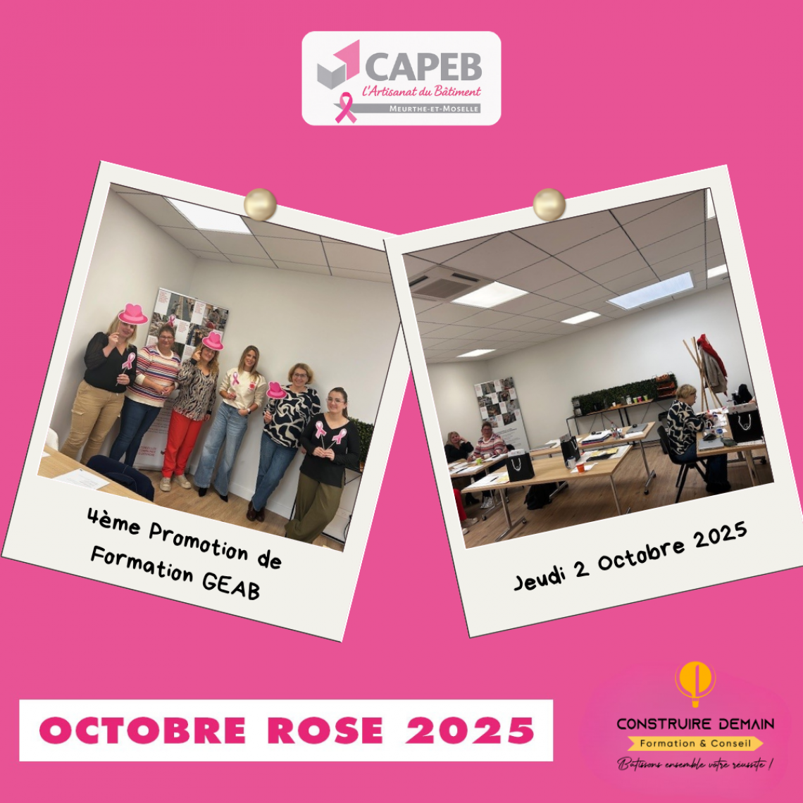 Nouvelle promotion de GEAB sous le signe d'Octobre Rose ・ CAPEB