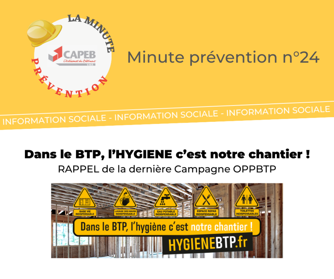 La Minute Prévention n°24 : Hygiène sur les chantiers ・ CAPEB