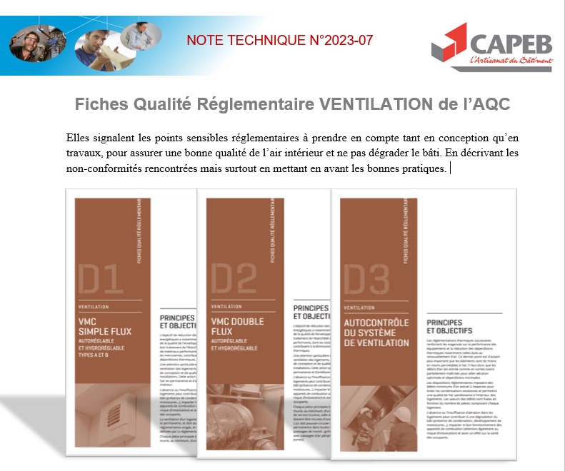 Fiches Qualité Réglementaire VENTILATION de l’AQC ・ CAPEB