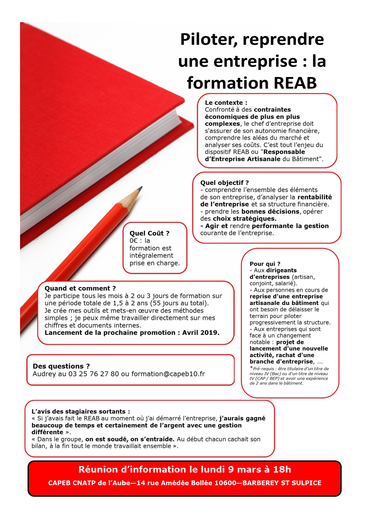 Piloter, reprendre une entreprise : les Formations REAB ou/et GEAB ・ CAPEB