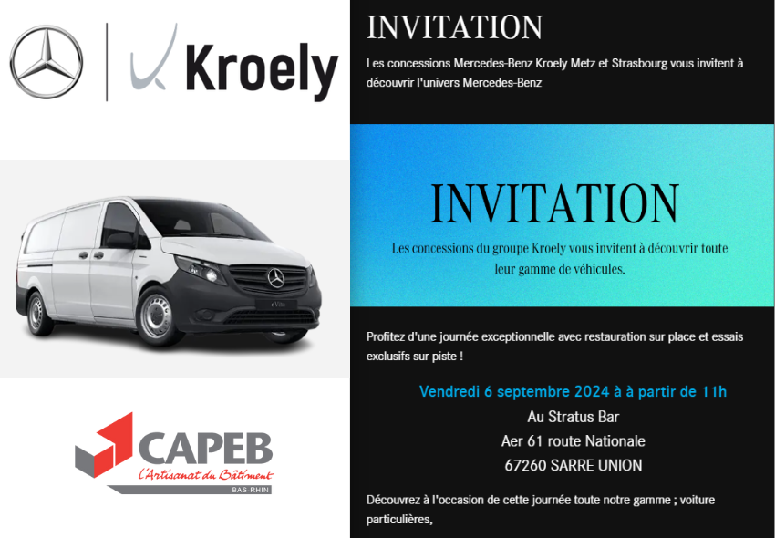 Partenariat CAPEB Bas-Rhin - Invitation Évènement Mercedes-Kroely : le ...