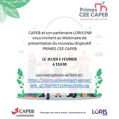 Webinaire avec notre nouveau partenaire LORIS ENR (CEE) ・ CAPEB