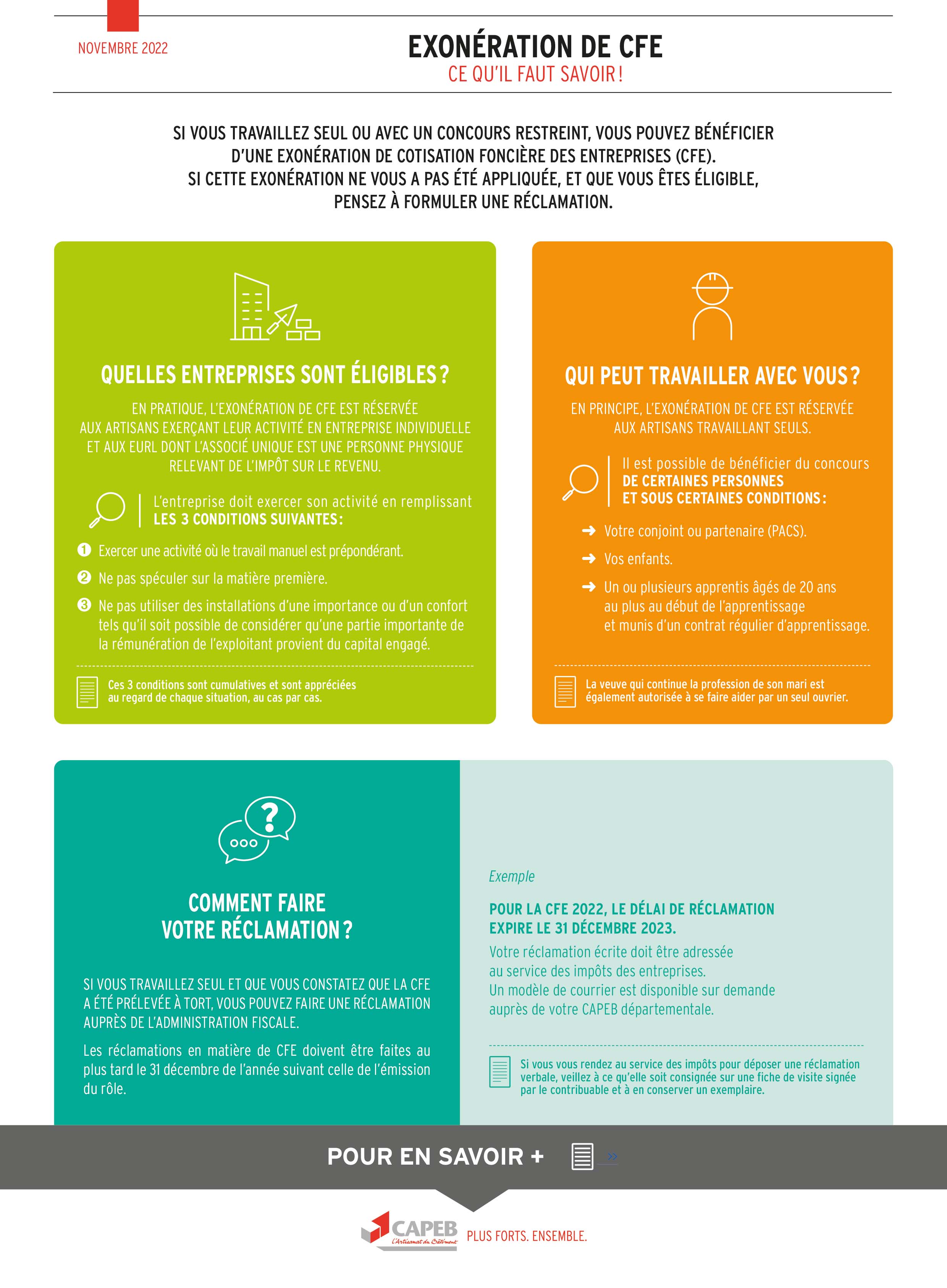 Zoom sur la CFE ・ CAPEB