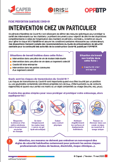 La CAPEB publie une fiche prévention sanitaire Covid-19 « Intervention ...