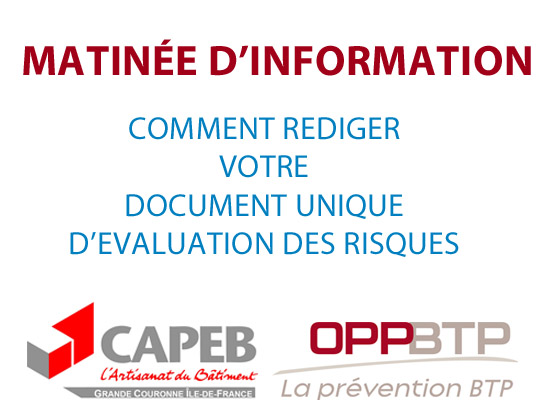 Matinées "Document Unique d'Evaluation des Risques" animées par l'OPPBTP ・ CAPEB