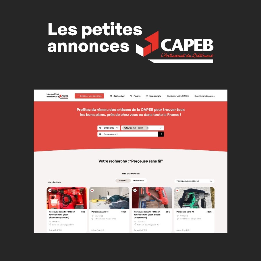 La CAPEB lance un site de diffusion d'annonces ・ CAPEB
