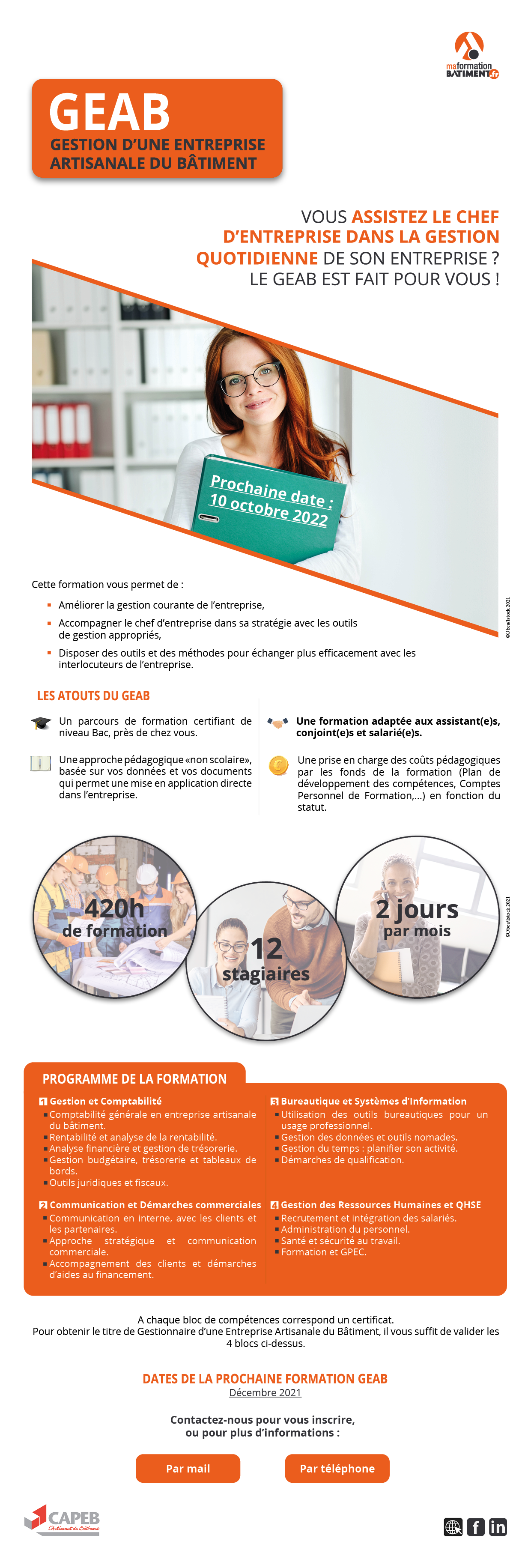 Formation à la Gestion d’entreprise du Batiment à partir du 25 ...