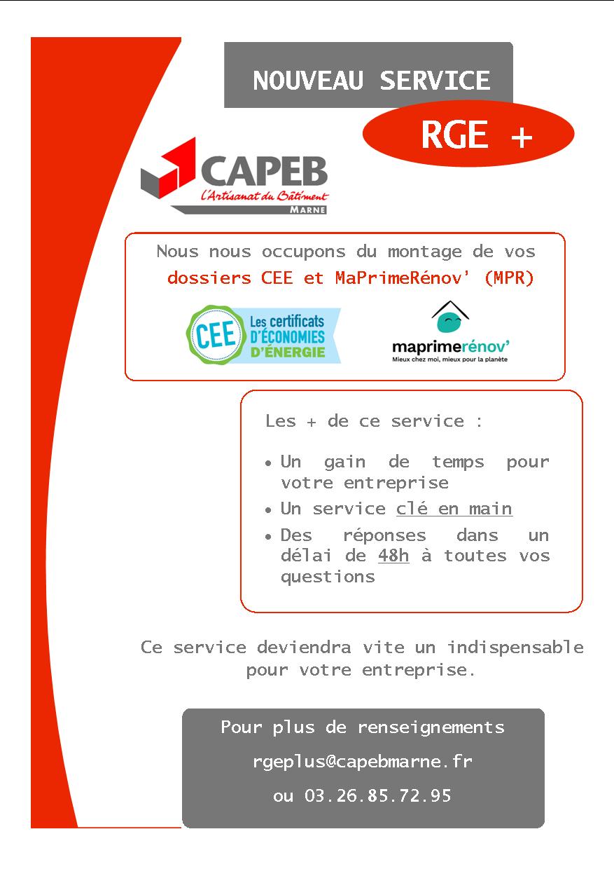 Nouveau Service : RGE + ・ CAPEB