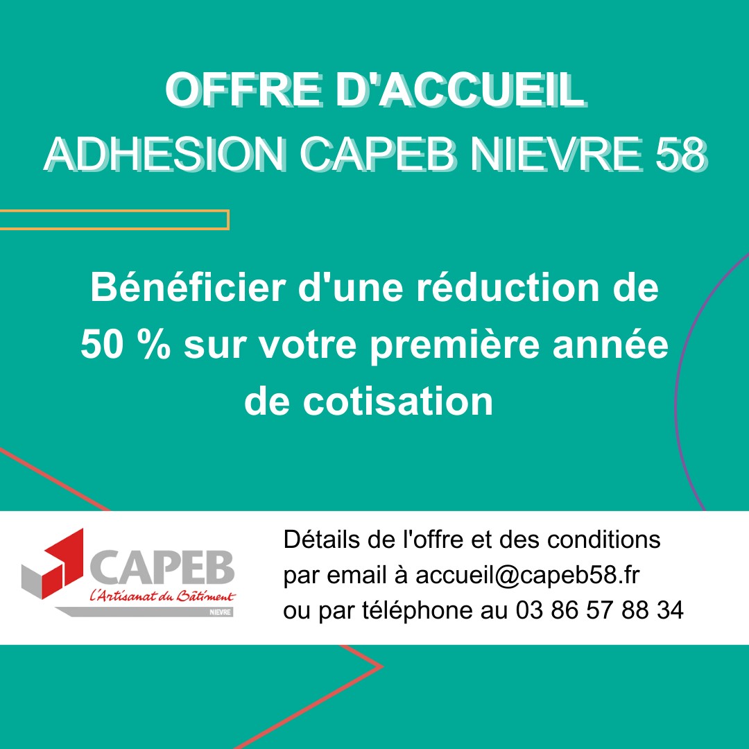 ADHESION : offre de bienvenue à la CAPEB ・ CAPEB