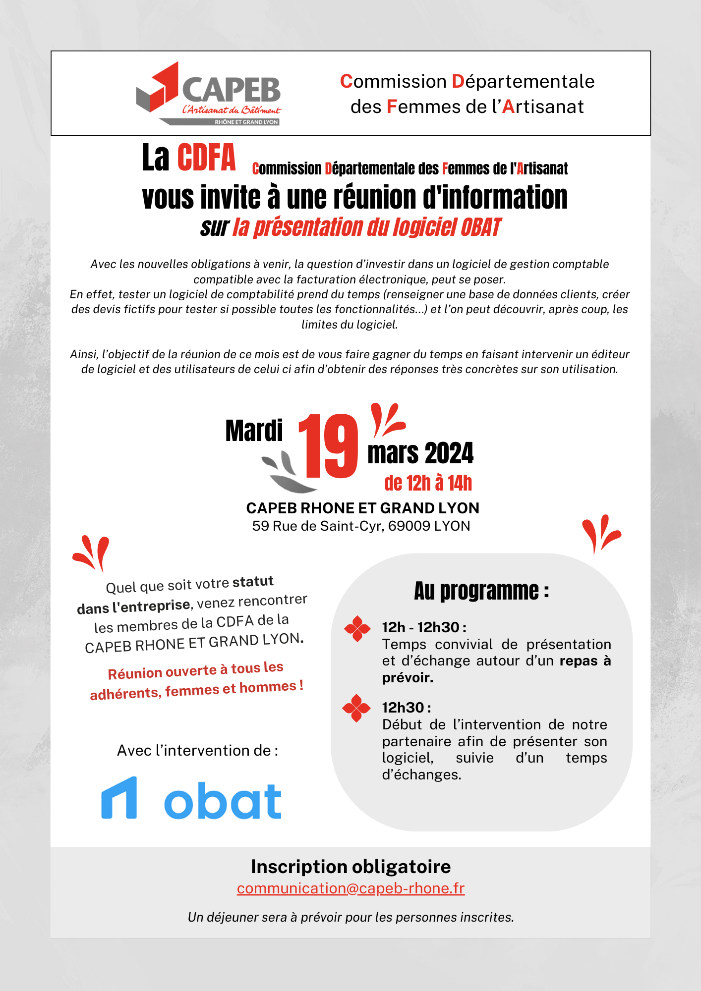 Réunion d'information CDFA / OBAT ・ CAPEB