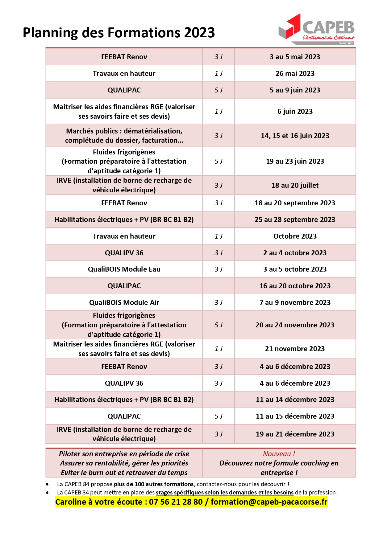 Planning formation ・ CAPEB