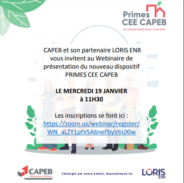 Webinaire sur les CEE ・ CAPEB